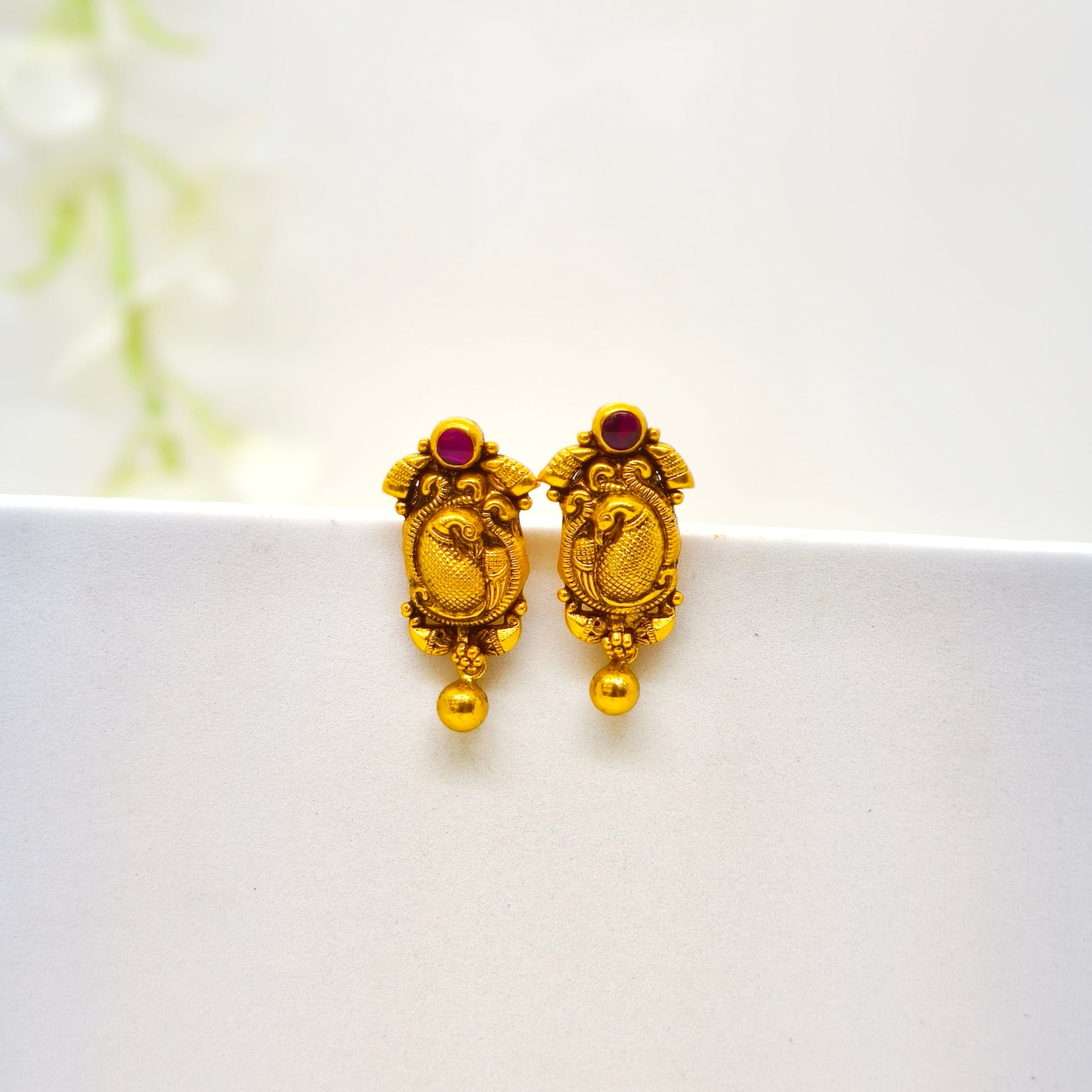 Mayil Stud with Beads – The Velli Kadai