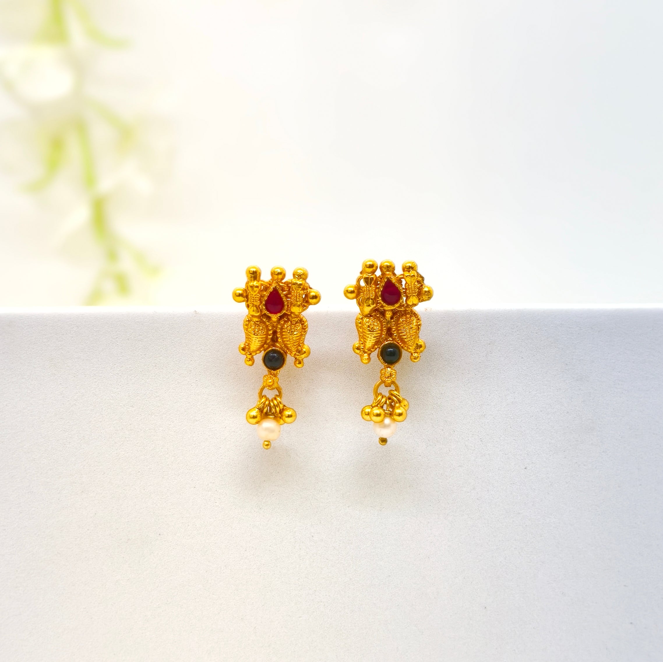 Mango Design Stud with Beads – The Velli Kadai